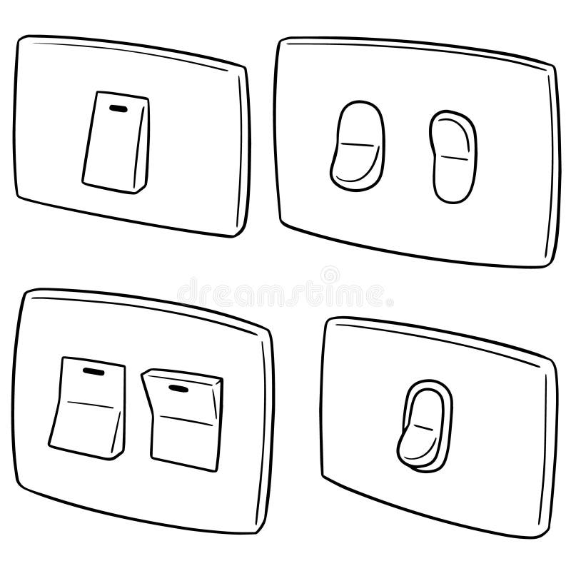 Cartoon Electric Switch, Black and White, Hand Drawn, Sketch Style ...