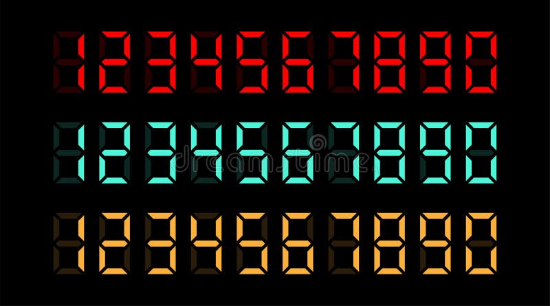 Vector Set of Electronic Digits Numbers Font from a Clock and a ...