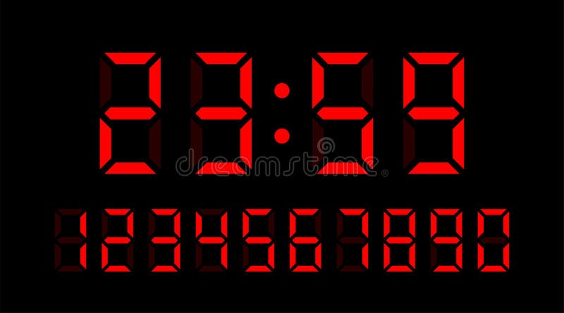 Vector Set of Electronic Digits Numbers Font from a Clock and a ...
