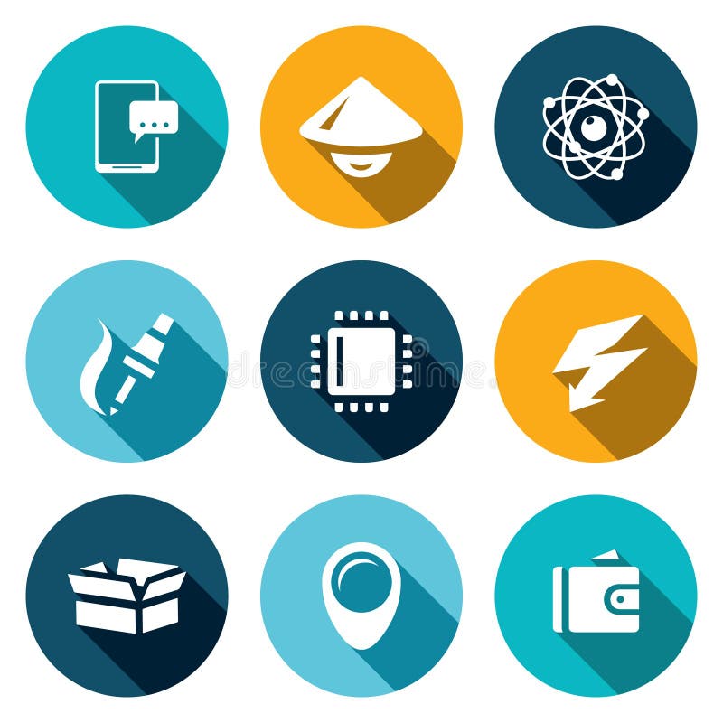Vector Set of Electronic Industry Icons. Smartphone, Asian, Nucleu and ...
