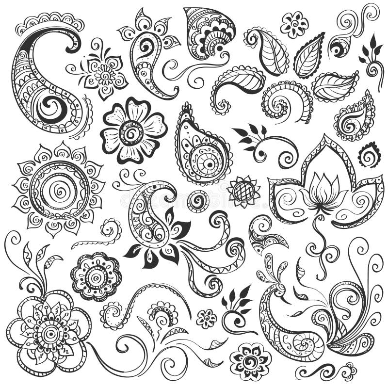 Vector Set of Elements for Creating Patterns in Indian Style Stock ...