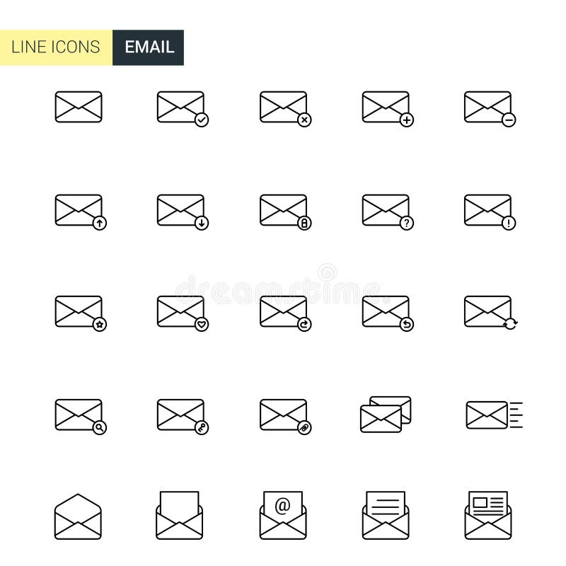Vector Set Email Line Icons Stock Vector - Illustration of post ...