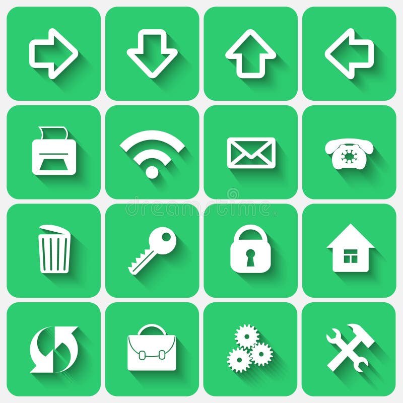 Vector Set of Emerald Green Flat Style Square Buttons Stock Vector ...