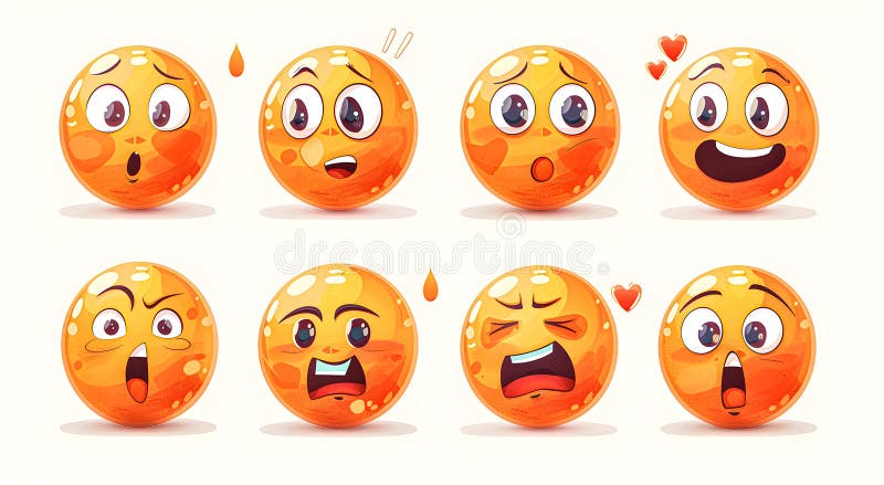 Vector Set of Emoticons and Emoji with Faces Stock Image - Image of ...