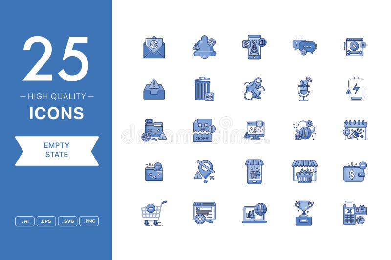 Vector Set of Empty State Icons Stock Vector - Illustration of message ...