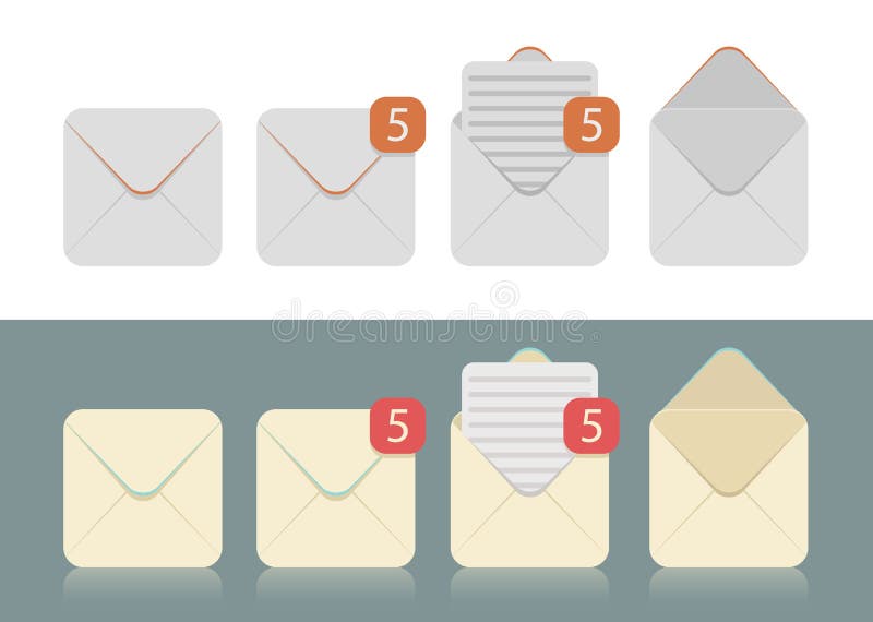 Vector Set of Envelopes for E-mails Stock Vector - Illustration of ...