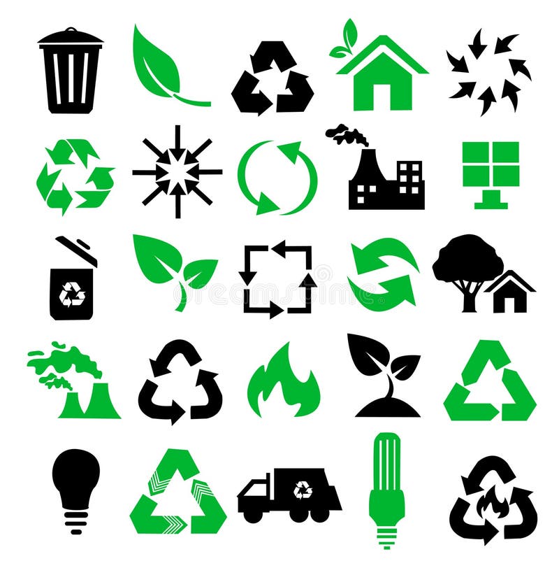 Set of Environmental / Recycling Icons Stock Vector - Illustration of ...