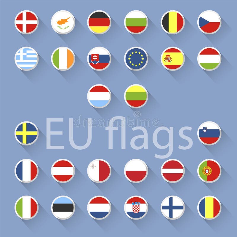 Vector Set of European Union Flags. Flat Design Stock Vector ...