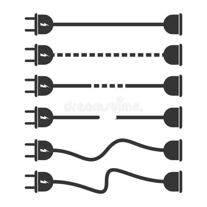 Vector Set of Extension Cord Icons Stock Illustration - Illustration of ...