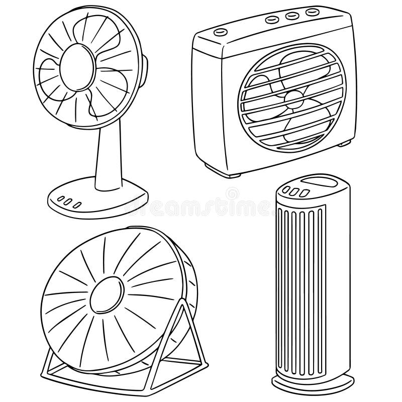 Vector set of fan stock vector. Illustration of household - 117691231