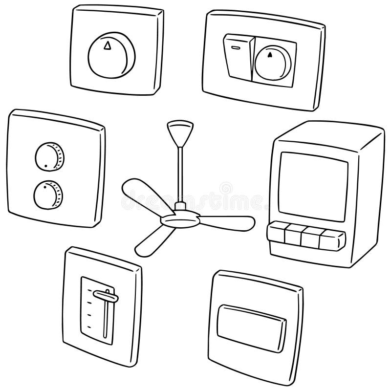 Vector set of fan switch stock vector. Illustration of energy - 117487413