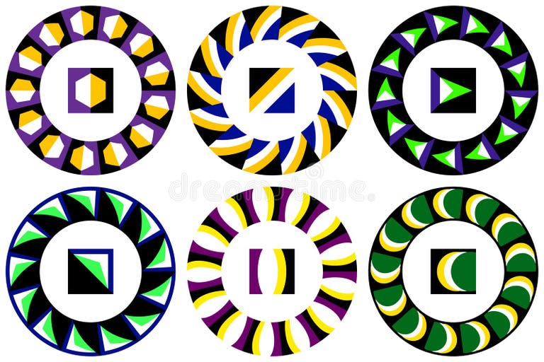 This Vector Set Features Optical Illusion-inspired Circular Frames and Brushes with a Dynamic ...