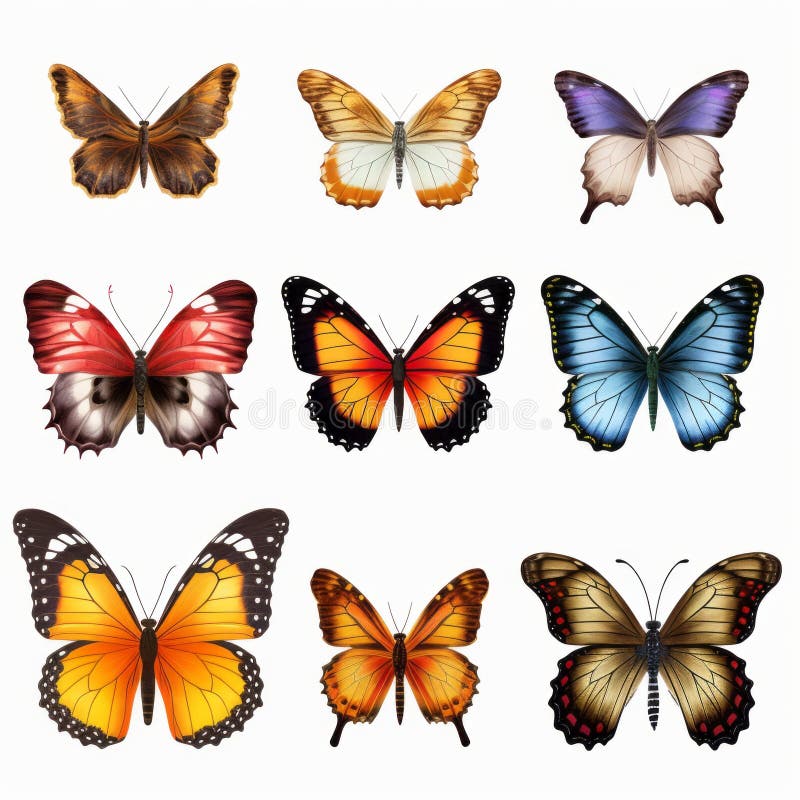 Colorful Butterfly Set: Hyper-realistic Illustrations in 3d Stock ...