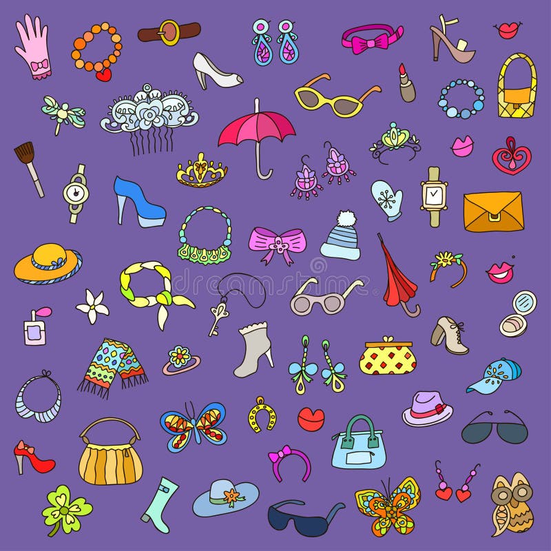 The Vector Set of Female Accessories Stock Vector - Illustration of ...