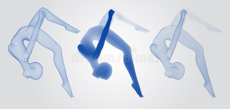 Vector Set of Female Figures in Dance Poses on the Background Stock ...