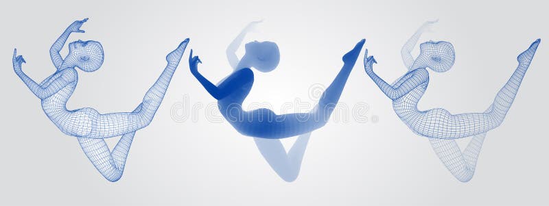 Vector Set of Female Figures in Dance Poses on the Background Stock ...