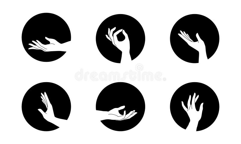 Vector Set of Female Hand Logos in Minimal Linear Style. Emblem Design ...