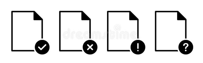 Vector Set of File Check Mark, X Mark Exclamation Point and Question ...