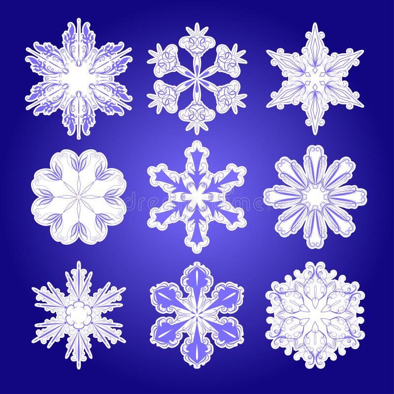 Vector Set Filigree Snowflakes Stock Illustrations – 276 Vector Set ...