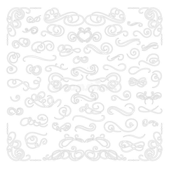 Vector Set of Filigrees, White Wedding Card Design Elements Isolated ...