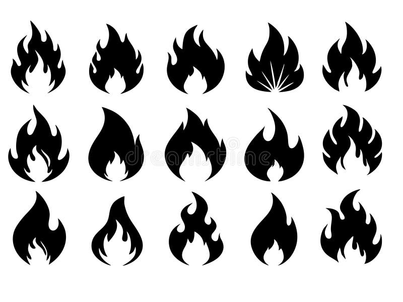 Vector Set of Fire Flames Vector Icons Stock Vector - Illustration of ...