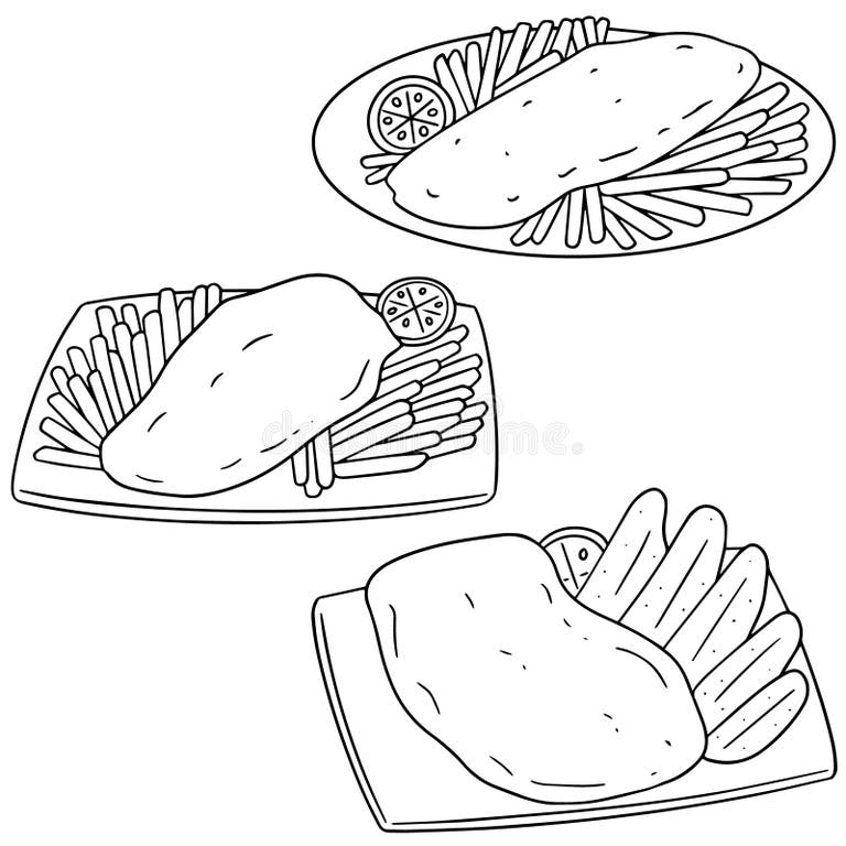 Fish Chips Line Drawing Stock Illustrations – 63 Fish Chips Line ...