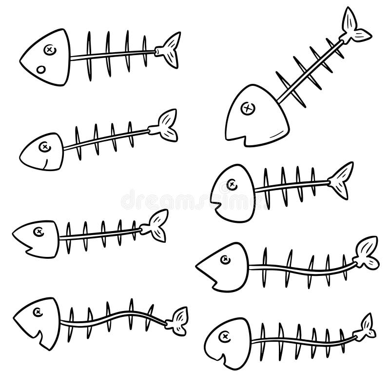Fishbone Doodle Icon Hand Drawing Stock Illustration - Illustration of ...