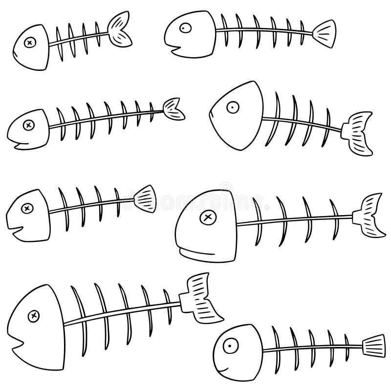 Vector set of fishbone stock vector. Illustration of river - 106881752