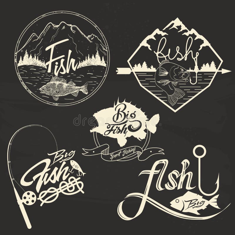 Fishing Labels Emblems Stock Illustrations – 271 Fishing Labels Emblems ...