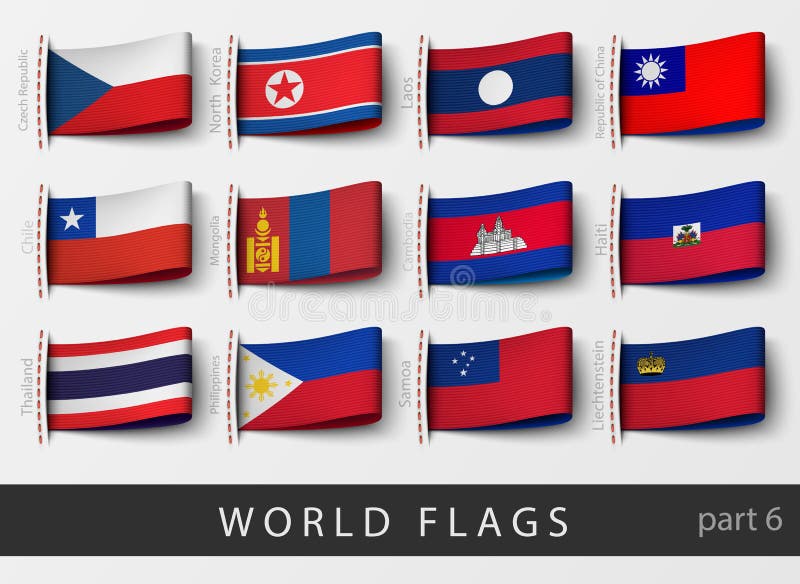 Set of Flag Labels of All Countries Stock Illustration - Illustration ...