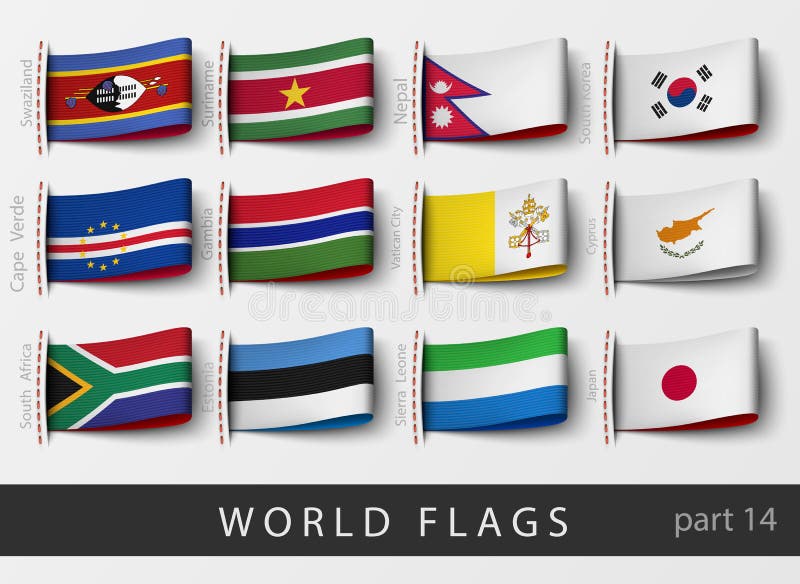 Set of Flag Labels of All Countries Stock Illustration - Illustration ...
