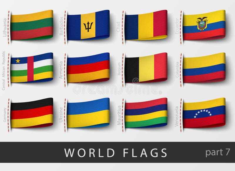 Vector set of flag labels stock vector. Illustration of barbados - 95203201