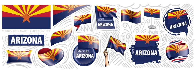 Vector Set of Flags of the American State of Arizona in Different ...