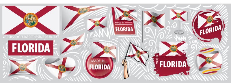 Vector Set of Flags of the American State of Florida in Different ...