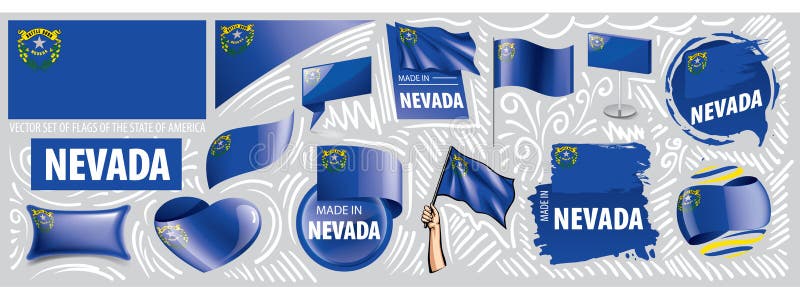 Vector Set of Flags of the American State of Nevada in Different ...