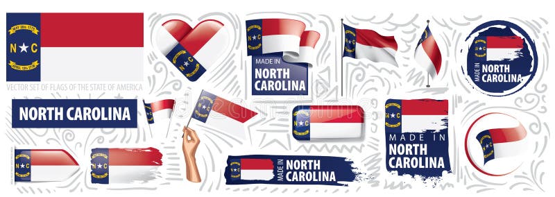 Vector Set of Flags of the American State of North Carolina in ...