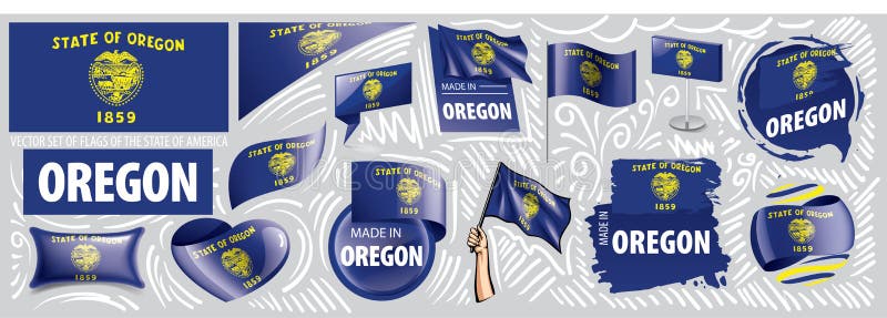 Vector Set of Flags of the American State of Oregon in Different ...