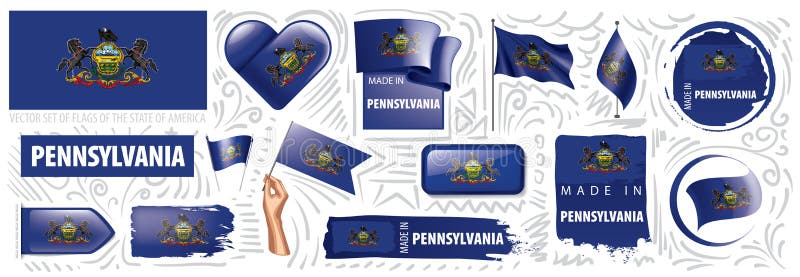 Vector Set of Flags of the American State of Pennsylvania in Different ...