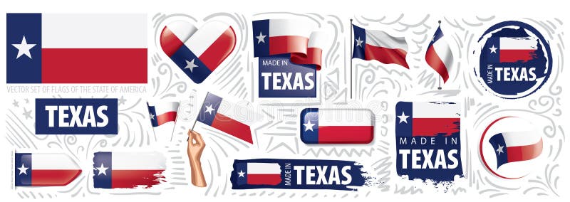 Vector Set of Flags of the American State of Texas in Different Designs ...
