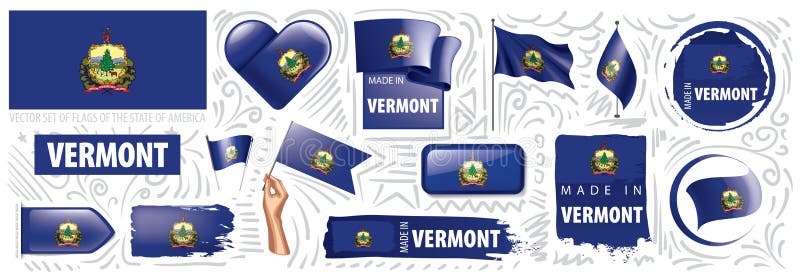 Vector Set of Flags of the American State of Vermont in Different ...