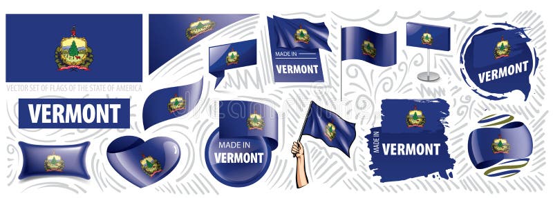 Vector Set of Flags of the American State of Vermont in Different ...
