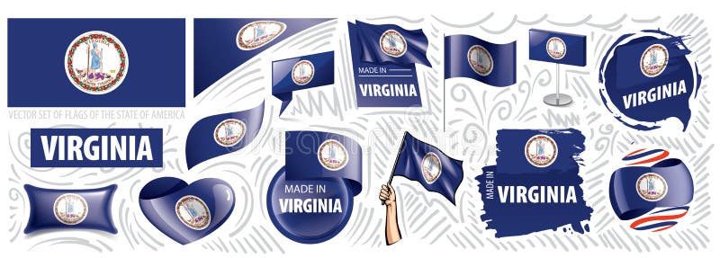 Vector Set of Flags of the American State of Virginia in Different ...