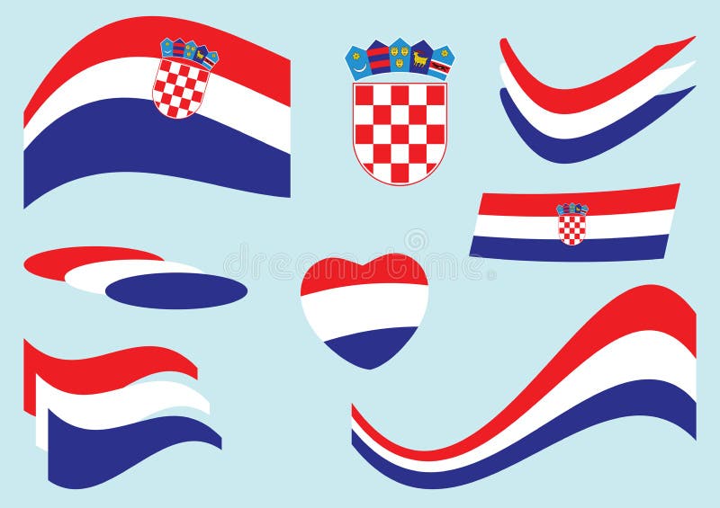 Vector Set of Flags of Croatia - National Symbol Stock Vector ...