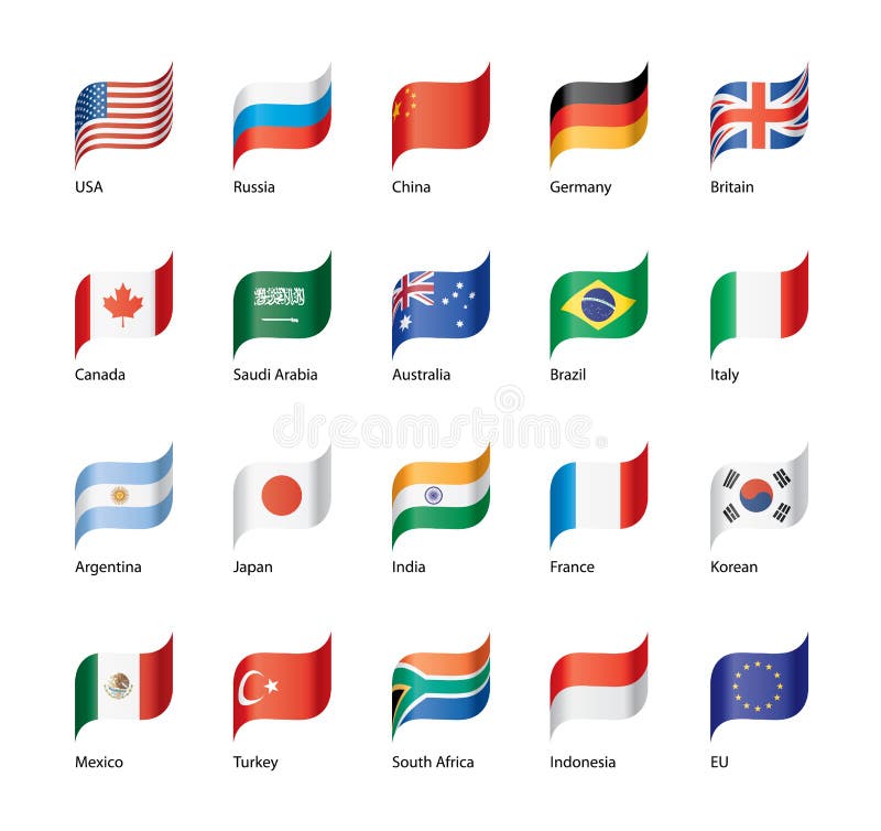 Vector Set of Flags of the G20 Stock Vector - Illustration of india ...