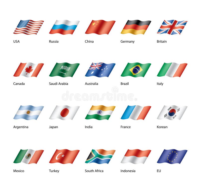 Vector Set of Flags of the G20 Stock Vector - Illustration of china ...