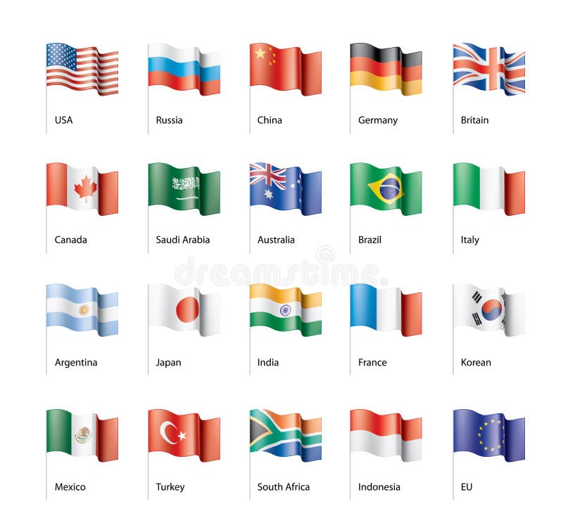 Vector Set of Flags of the G20 Stock Vector - Illustration of ...