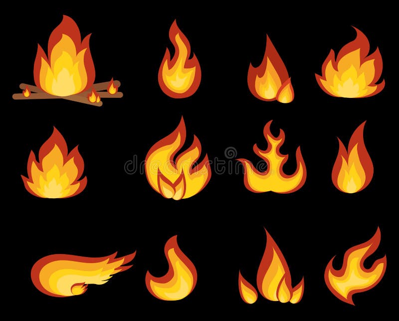 Vector Set of Flame. a Collection of Stylized Fires. Abstract Fire ...