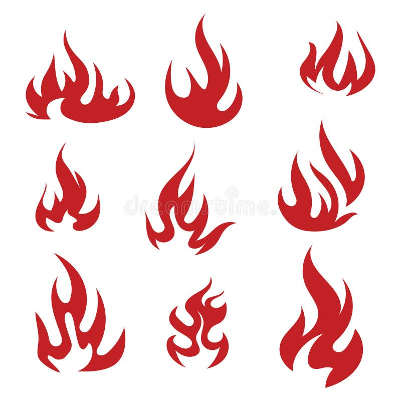 Set Of Fires. Collection Of Fire Walls. Illustration Of A Burning Strip ...