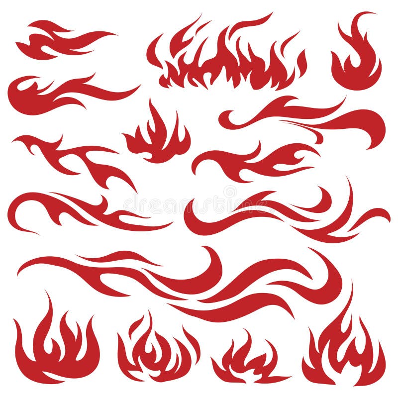 Set of Fires. Collection of Fire Walls. Illustration of a Burning Strip ...