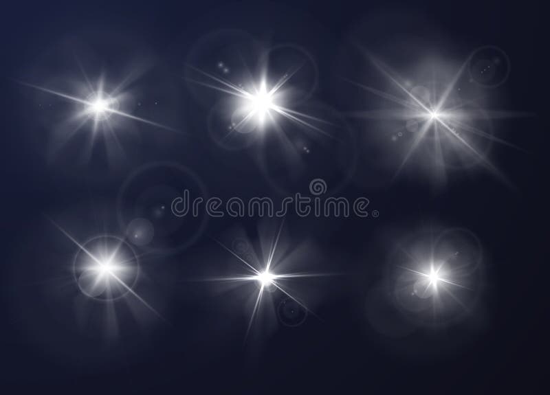 Vector Set of Flash Effects with Bright White Rays and Highlights on a ...